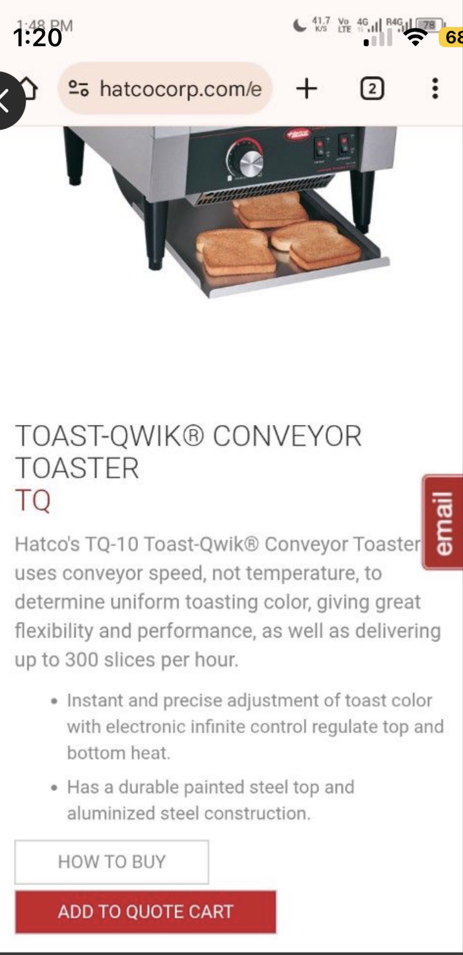 Hatco Toast-Qwik Conveyor Toaster TM-10H, TV & Home Appliances, Kitchen ...