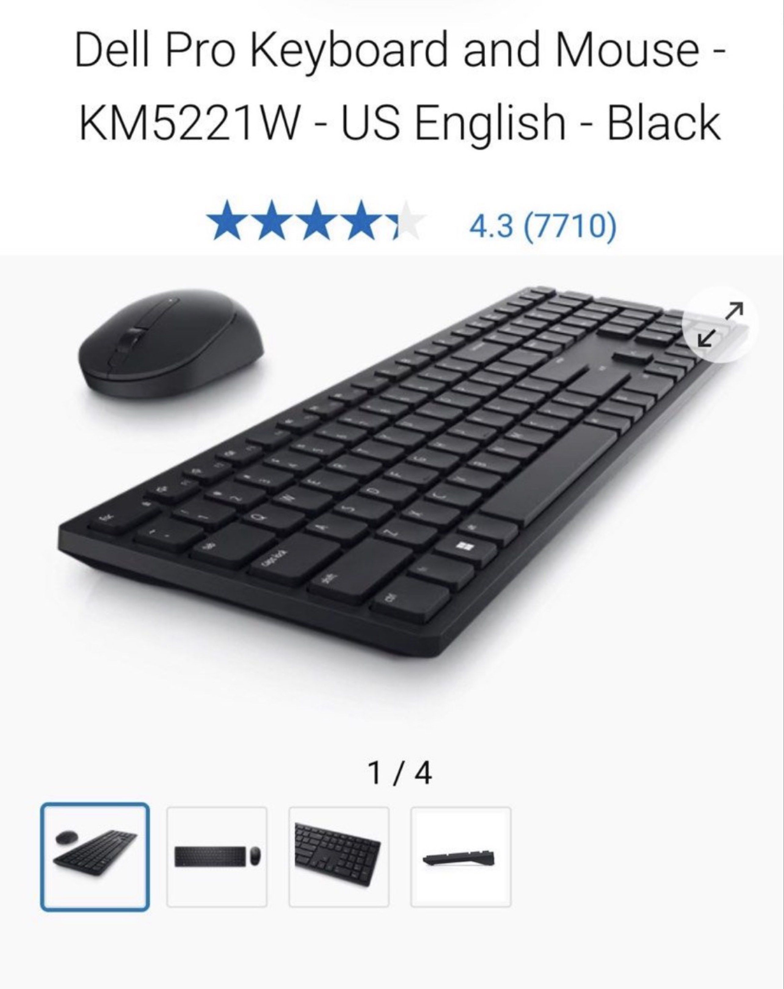 Dell Pro Keyboard and Mouse KM5221W - Black, Computers & Tech, Parts ...