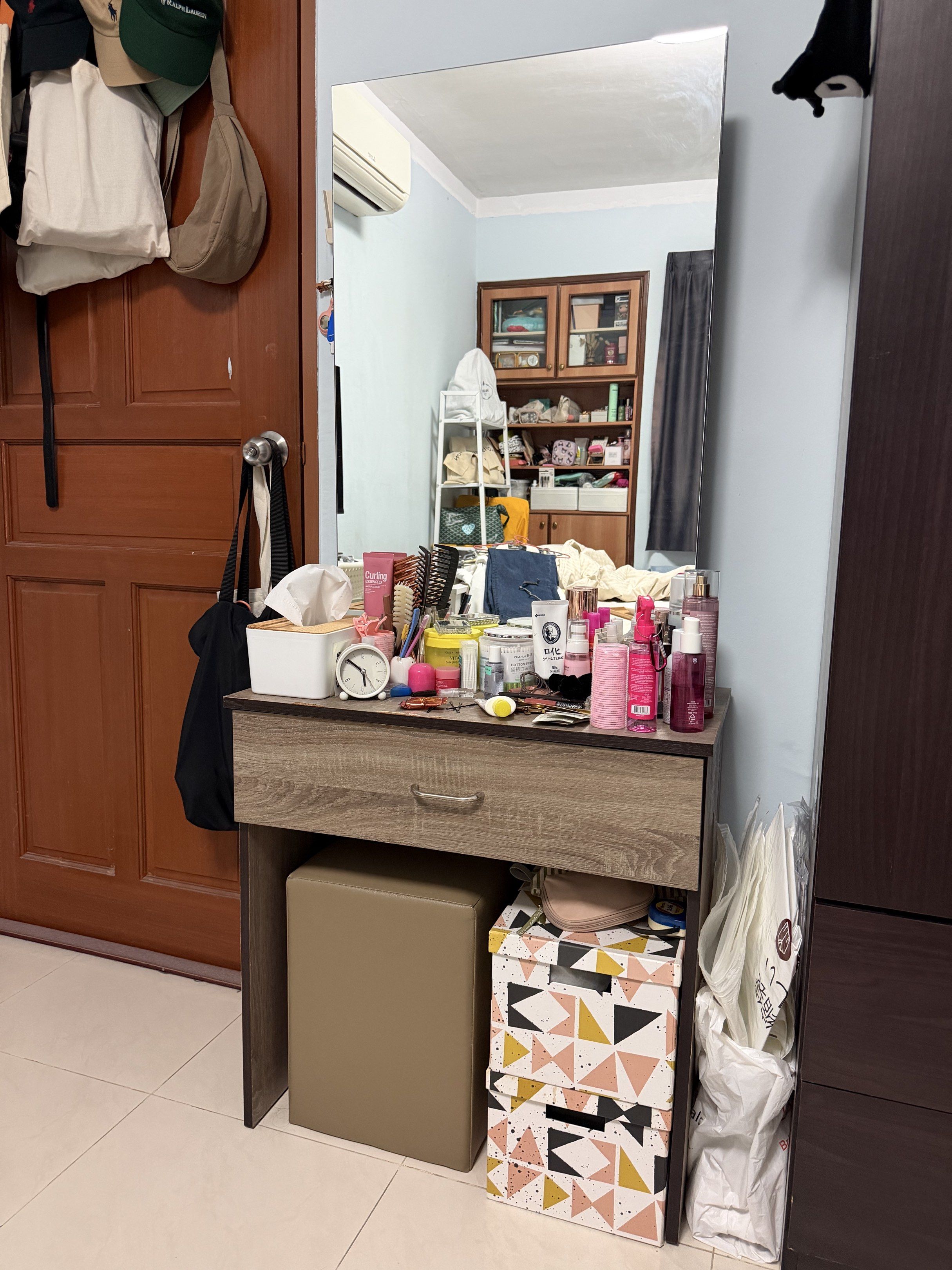 Dressing Table with Mirror and Stool, Furniture & Home Living ...