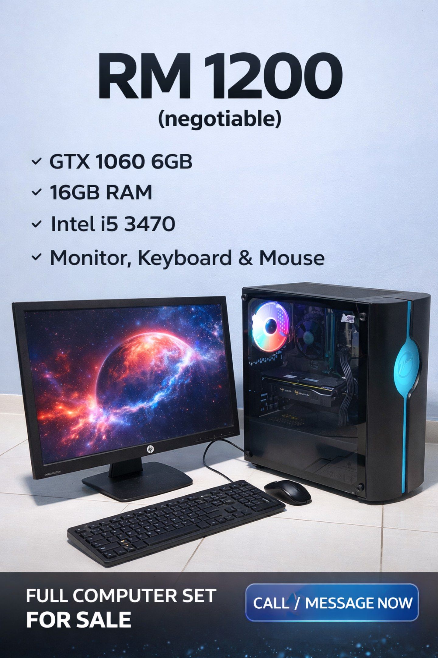Full Computer Set - GTX 1060, i5, 16GB RAM, Computers & Tech, Desktops ...