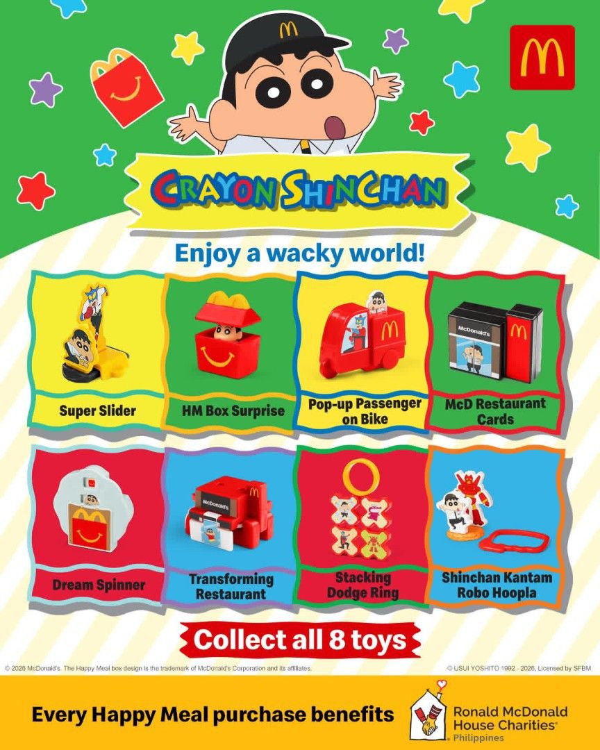 McDonald's Happy Meal Crayon Shinchan Toys February 2026 Shinchan ...