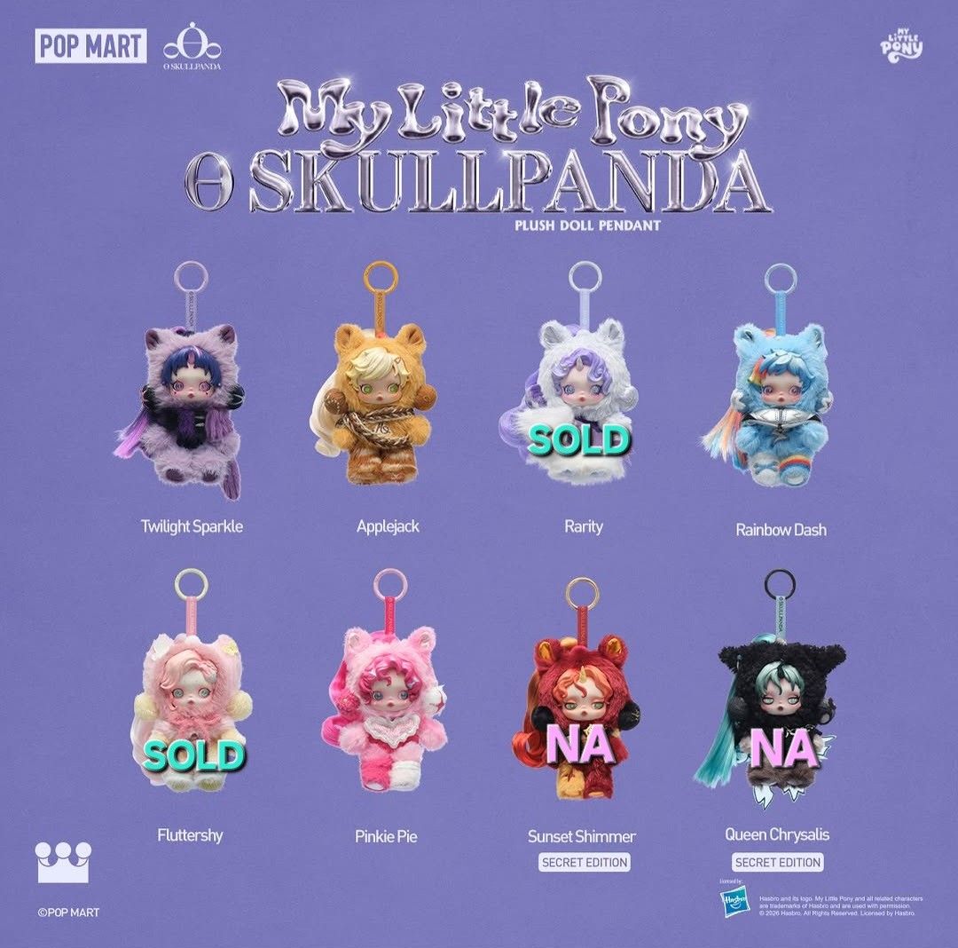 POPMART SKULLPANDA x My Little Pony Series Plush Doll Pendant Bag Charm ...