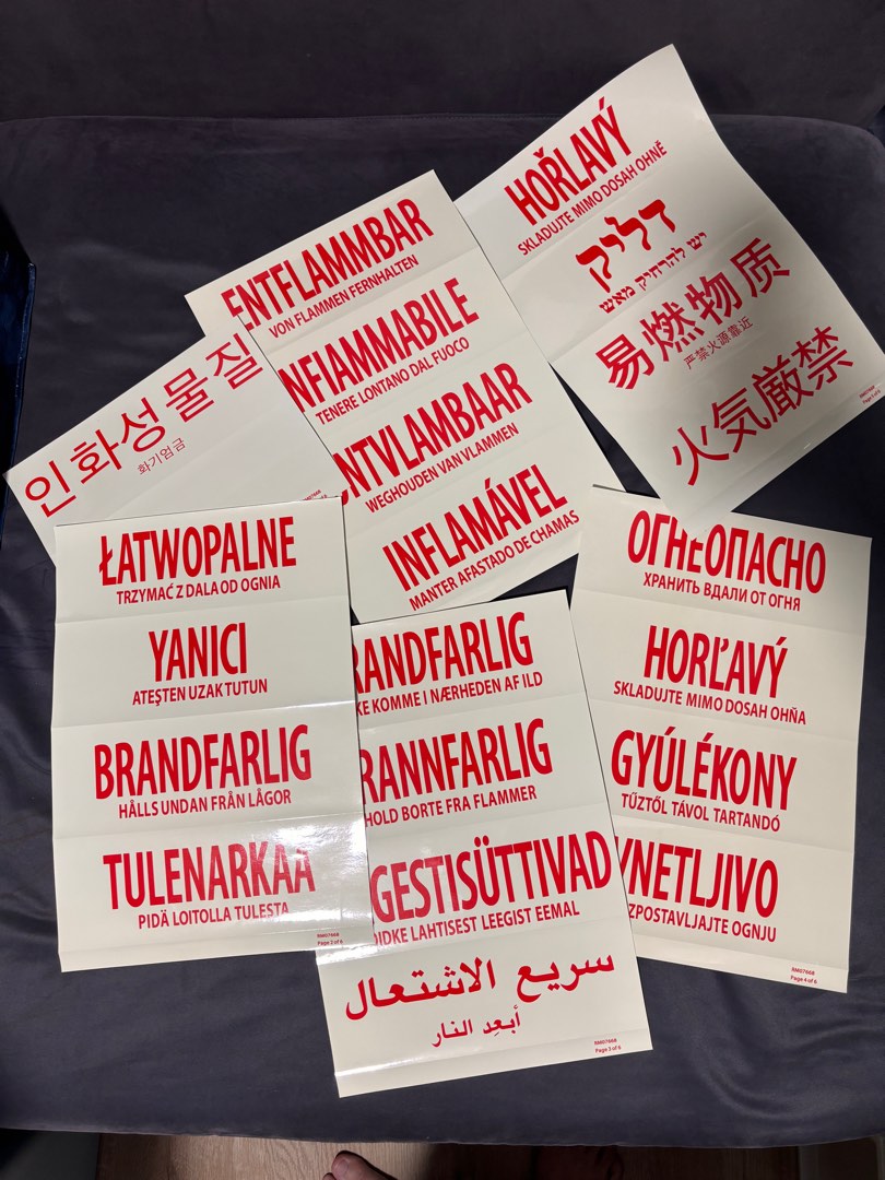 21 pcs sticker Multi-Language Flammable Hazard Warning Signs laptop ...