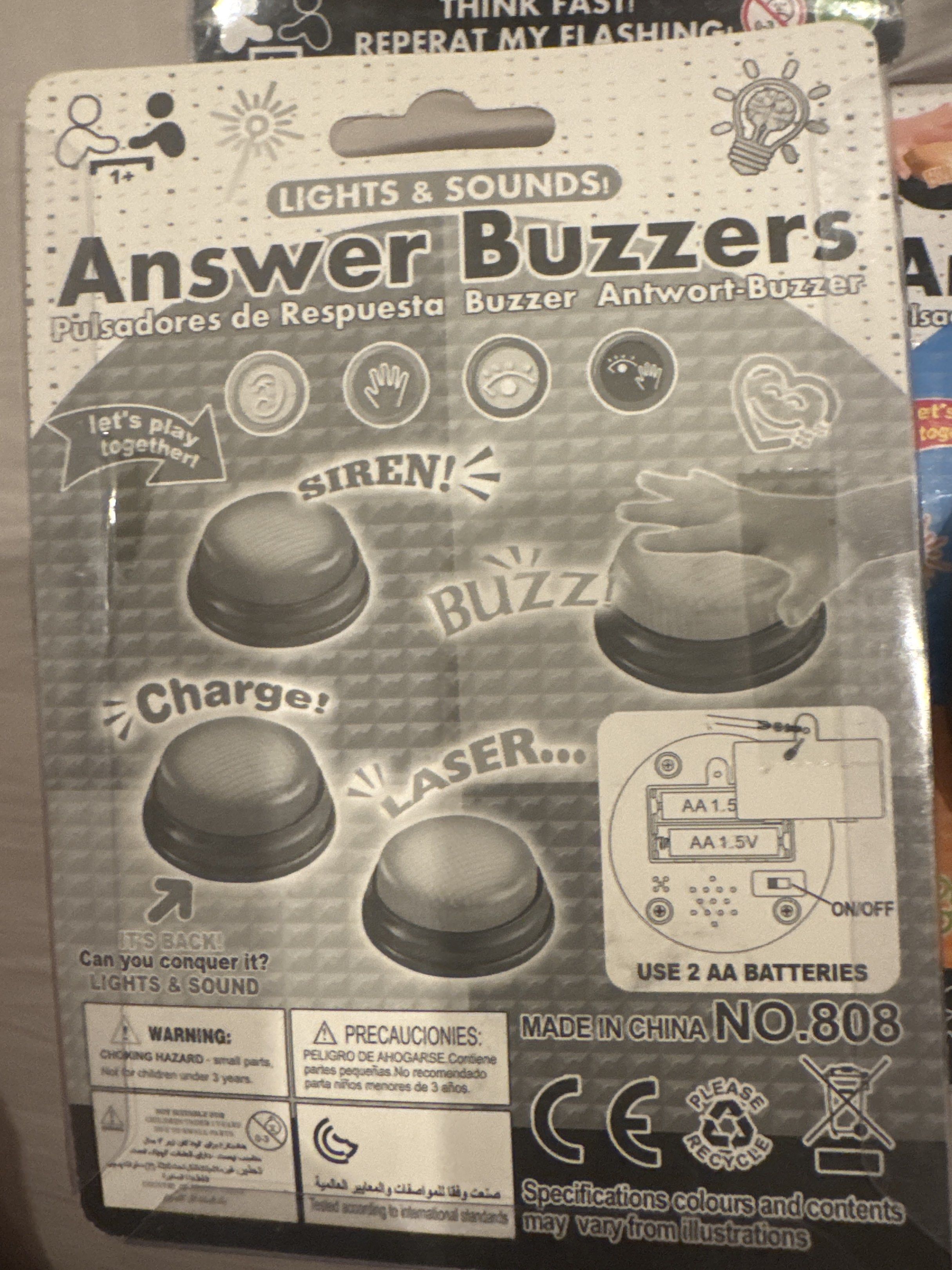 8 Answer Game Buzzers - Lights & Sounds with batteries, Hobbies & Toys ...