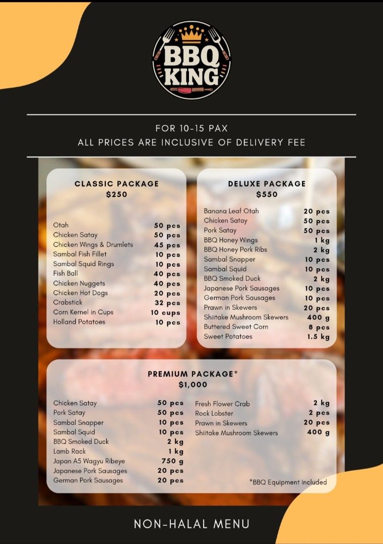 BBQ Food Menu, Food & Drinks, Other Food & Drinks on Carousell