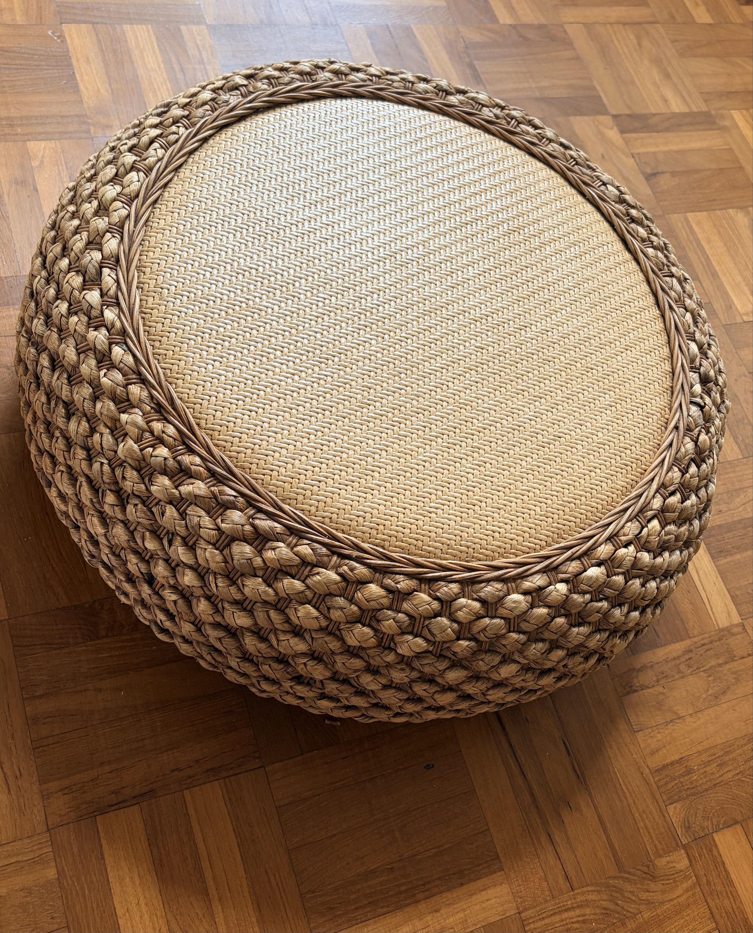 Woven Rattan Round Floor Futon Japanese Tatami Seat, Furniture & Home ...