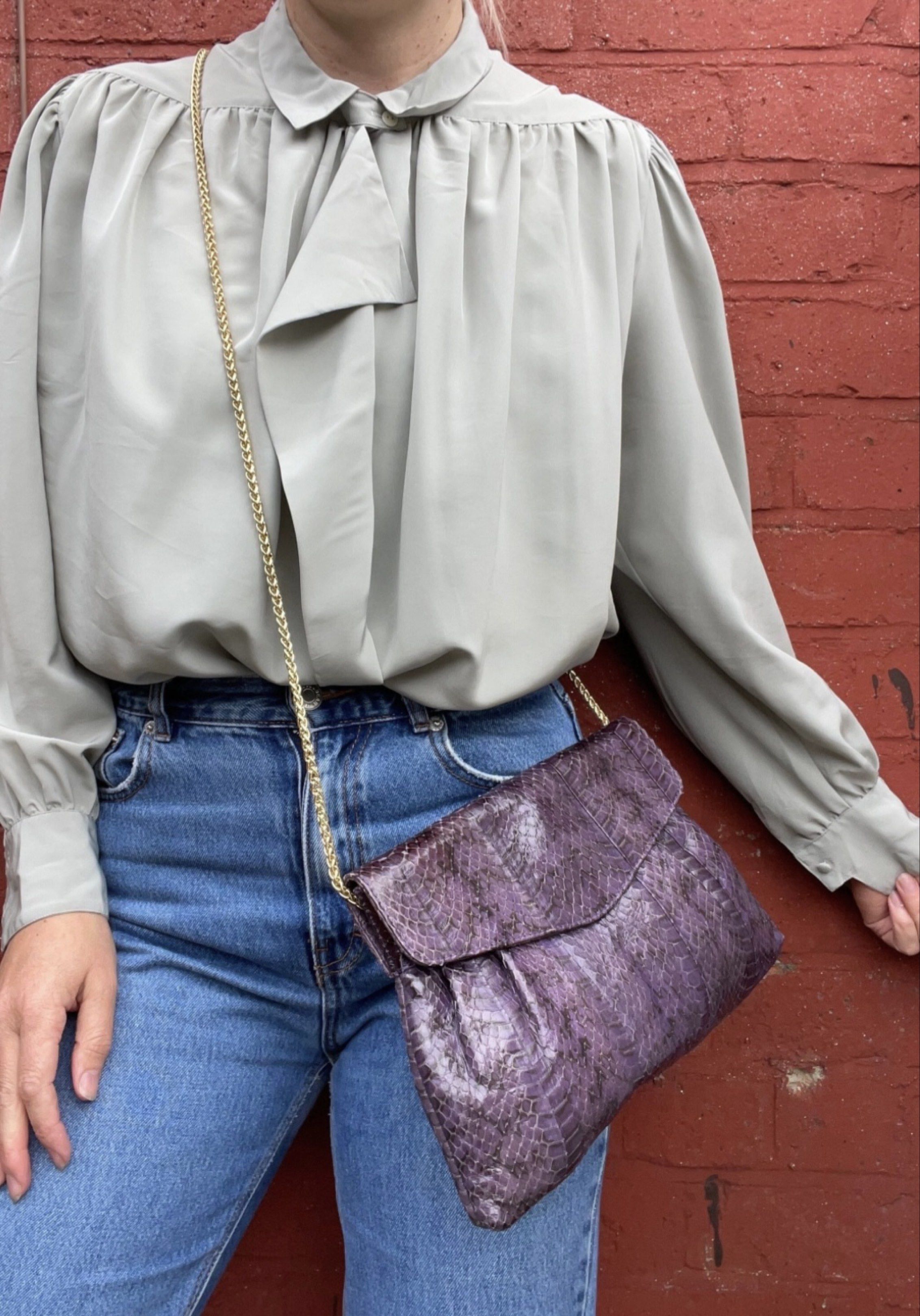 Angel Jackson Purple Snakeskin Bag, 女裝, 手袋及銀包, 單肩包 - Carousell