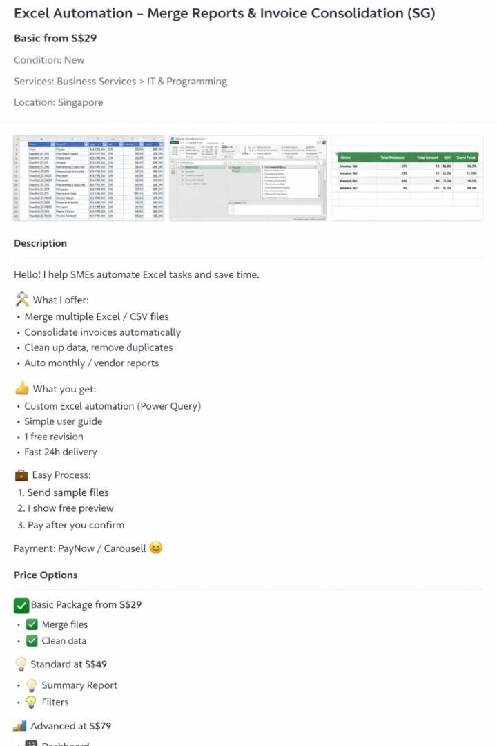 Excel Automation – Merge Reports & Invoice Consolidation (SG), Business ...