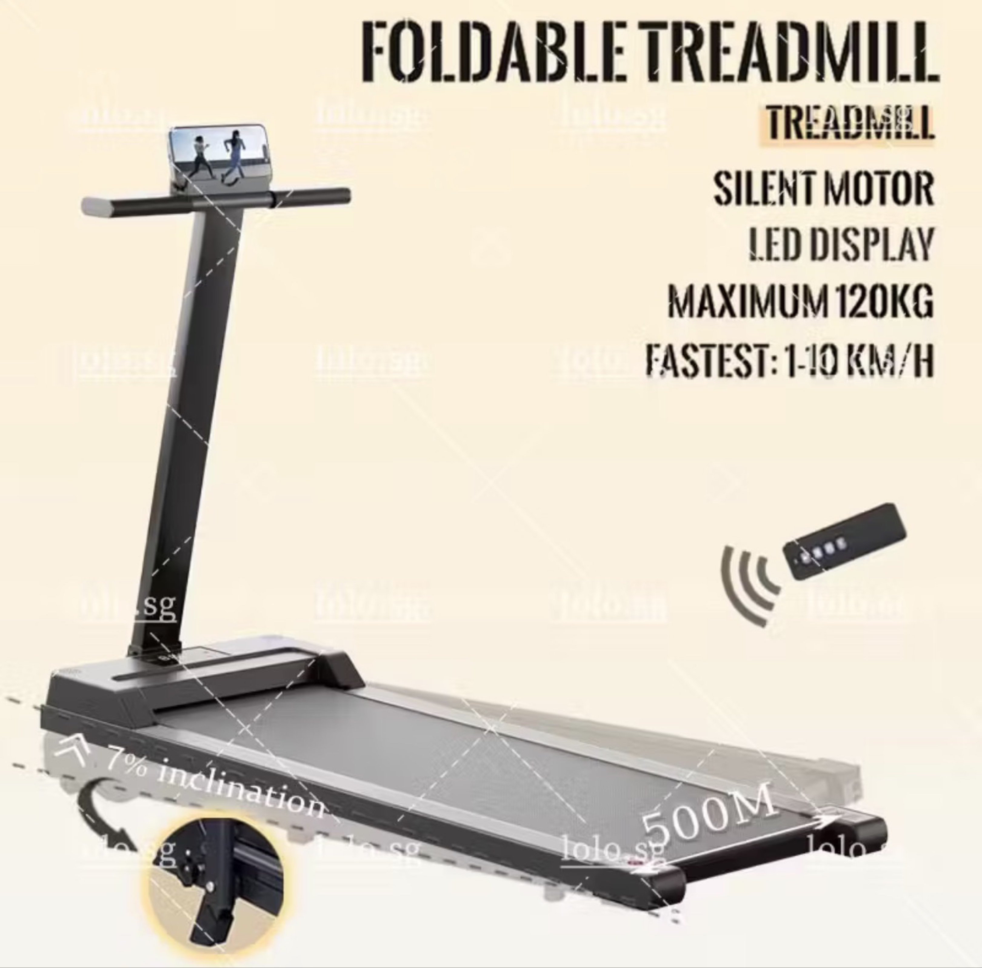 Foldable Treadmill - Silent Motor, LED Display, Sports Equipment ...