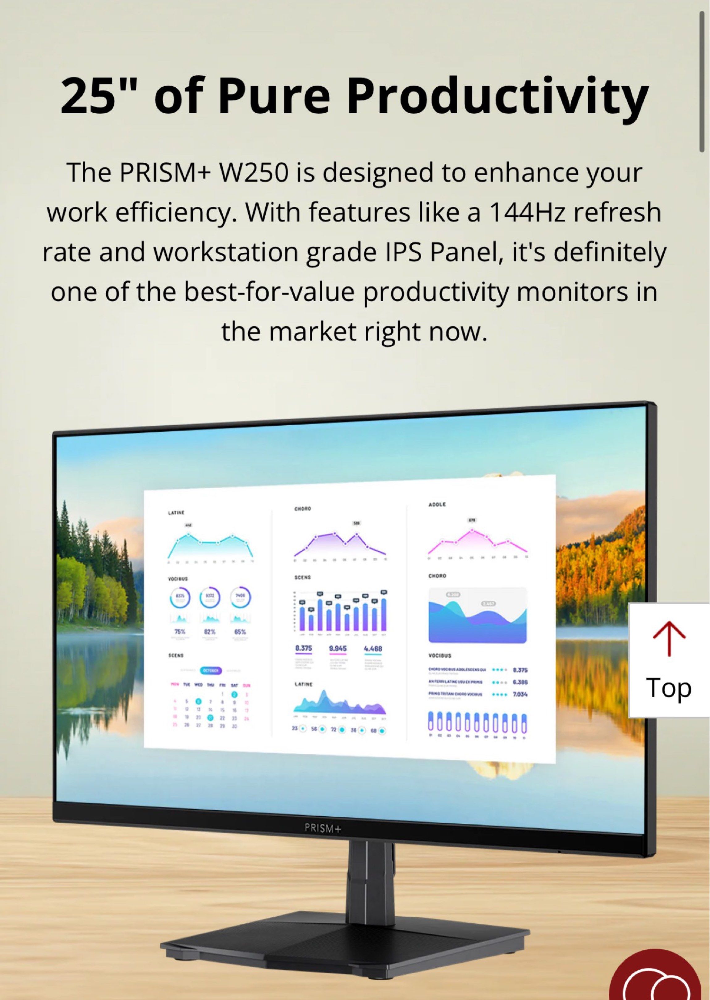 PRISM+ W250 25" Monitor - 144Hz, Computers & Tech, Parts & Accessories ...