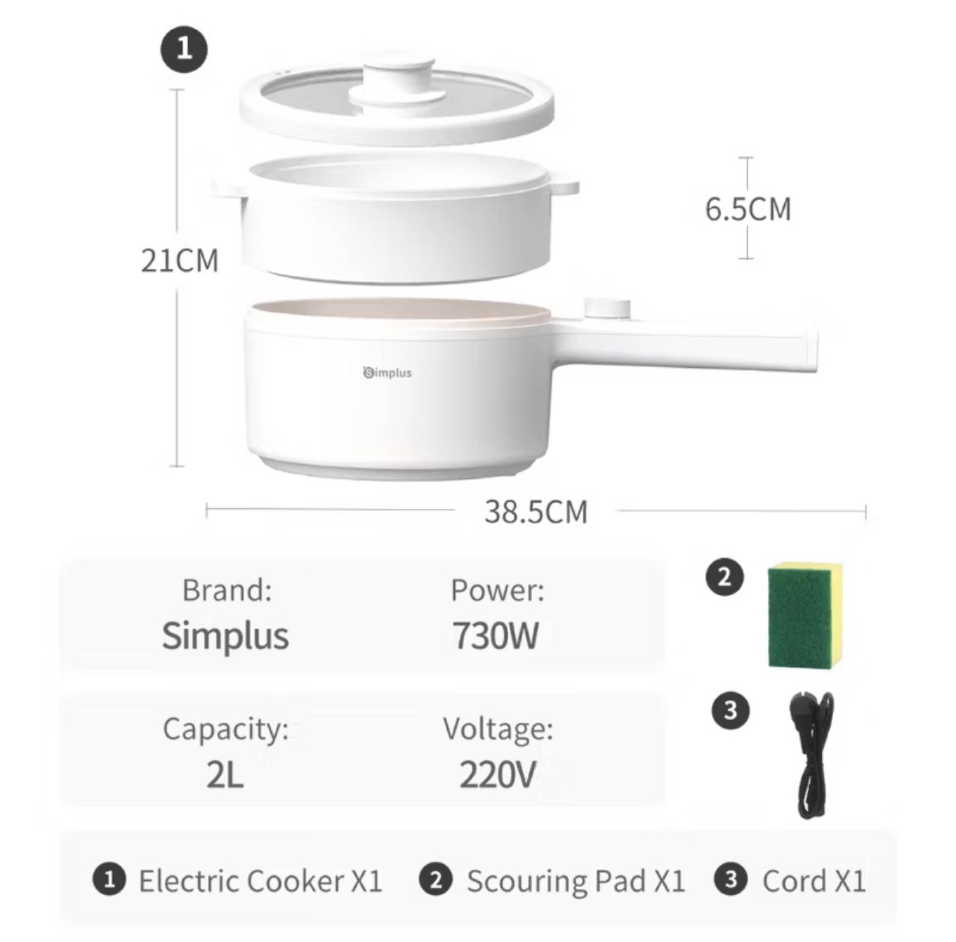 Simplus Electric Cooker/ Steamer - 2L Capacity, TV & Home Appliances ...