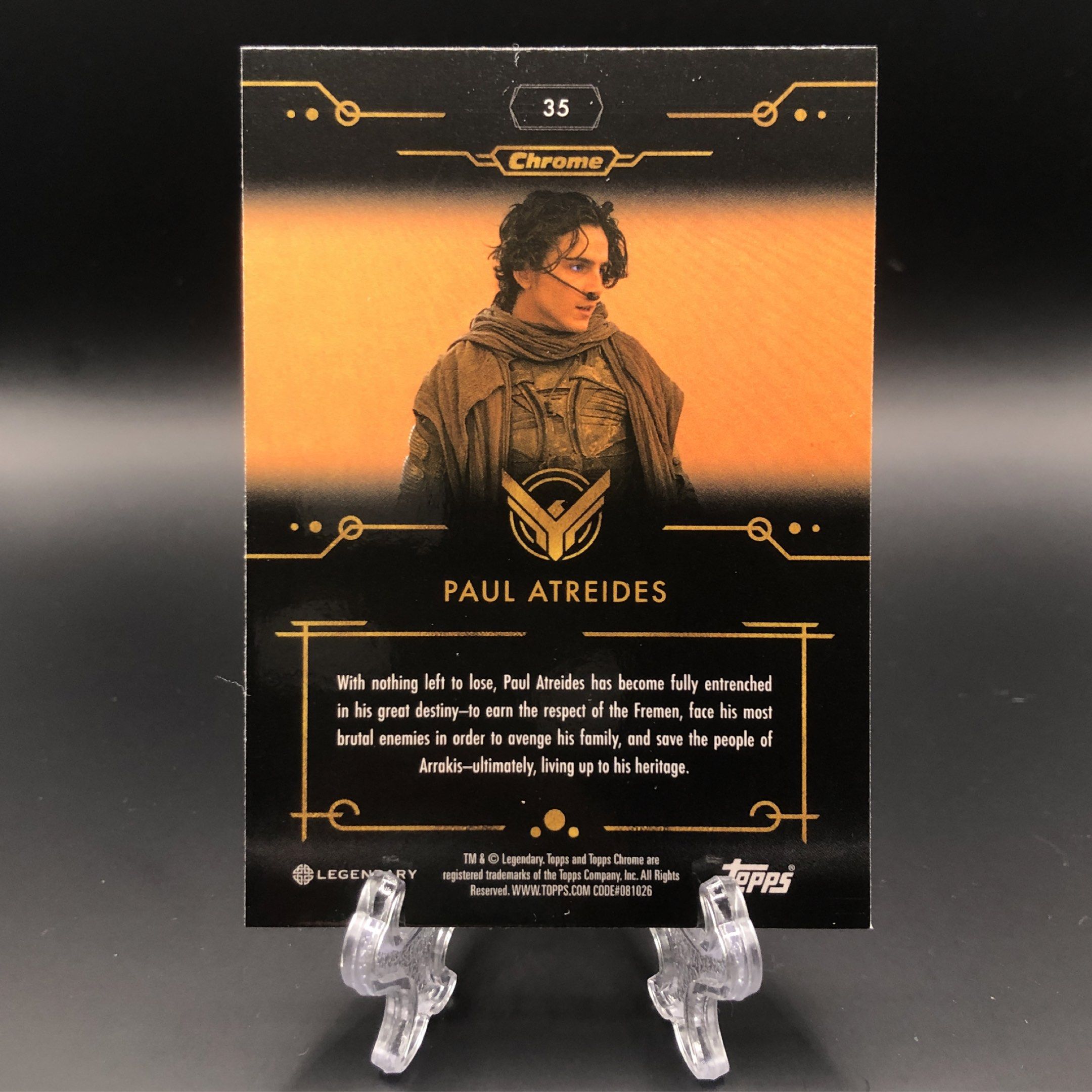 TIMOTHEE CHALAMET #35 2024 TOPPS DUNE CHROME PAUL ATREIDES ROOKIE CARD ...