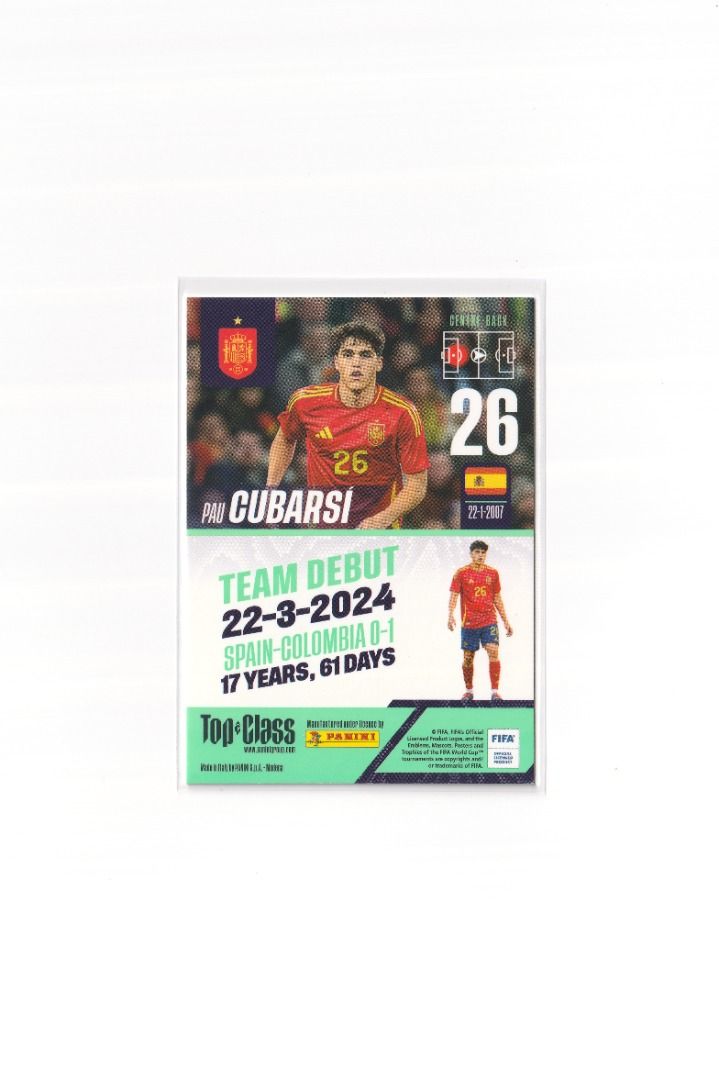 2025 Panini FIFA Top Class - Pau Cubarsi (#260) - Future Star, Hobbies ...
