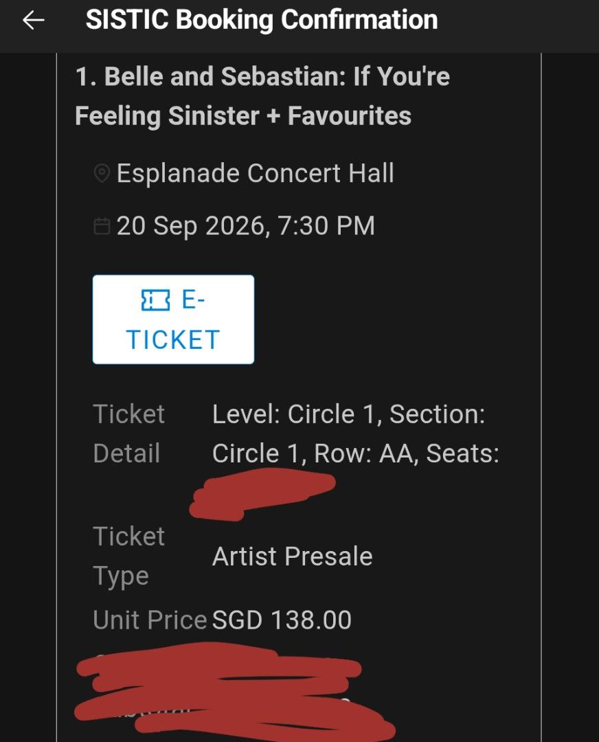 Belle and Sebastian Concert Ticket - Esplanade Sep 20, 2026, Tickets ...