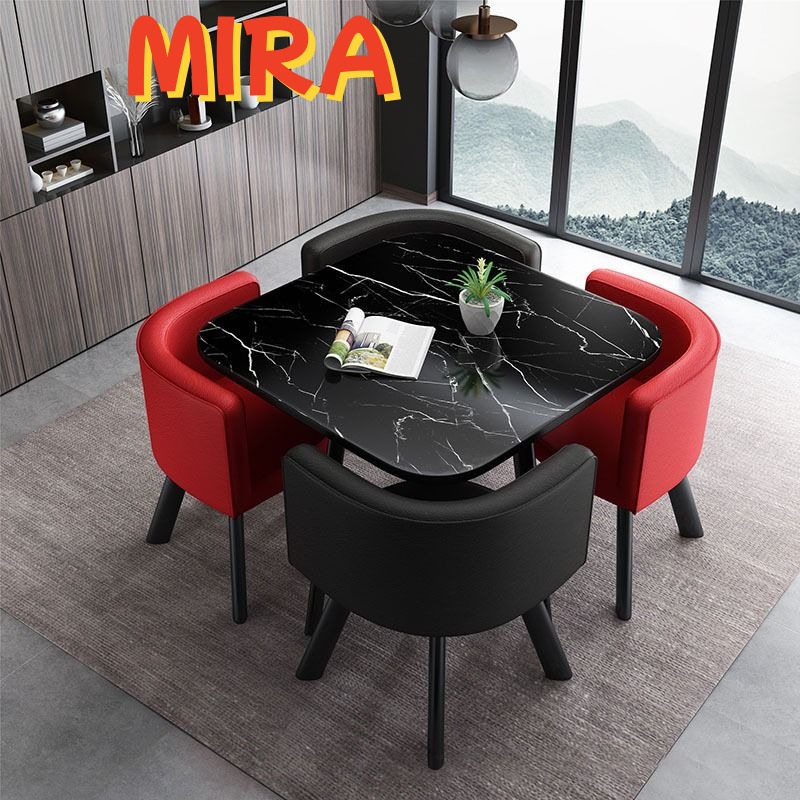 Dining Table🔸🔹Meeting Table/MDF&Iron Stand Dining Table Set(1+4 ...