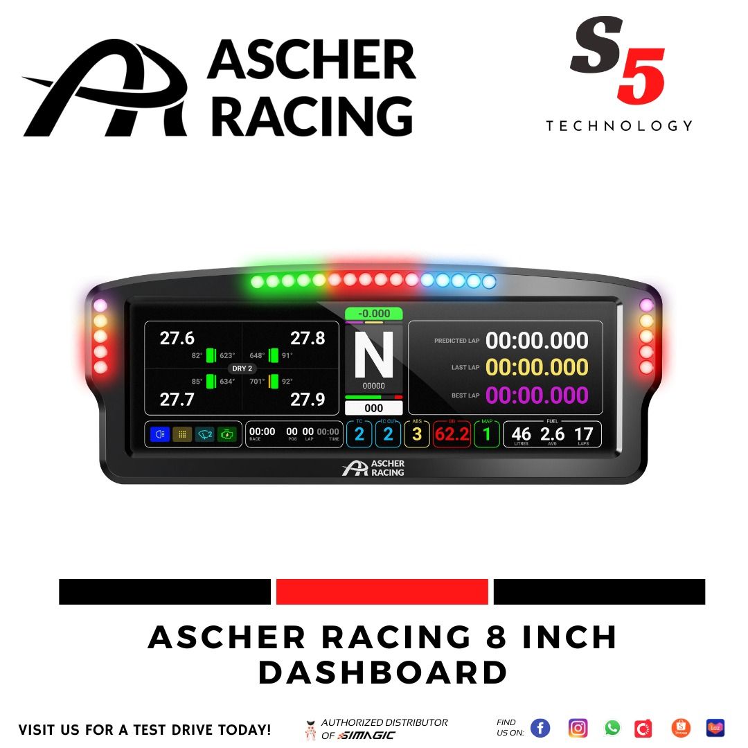 Ascher Racing 8 Inch Dashboard / ascher racing dashboard / sim racing ...