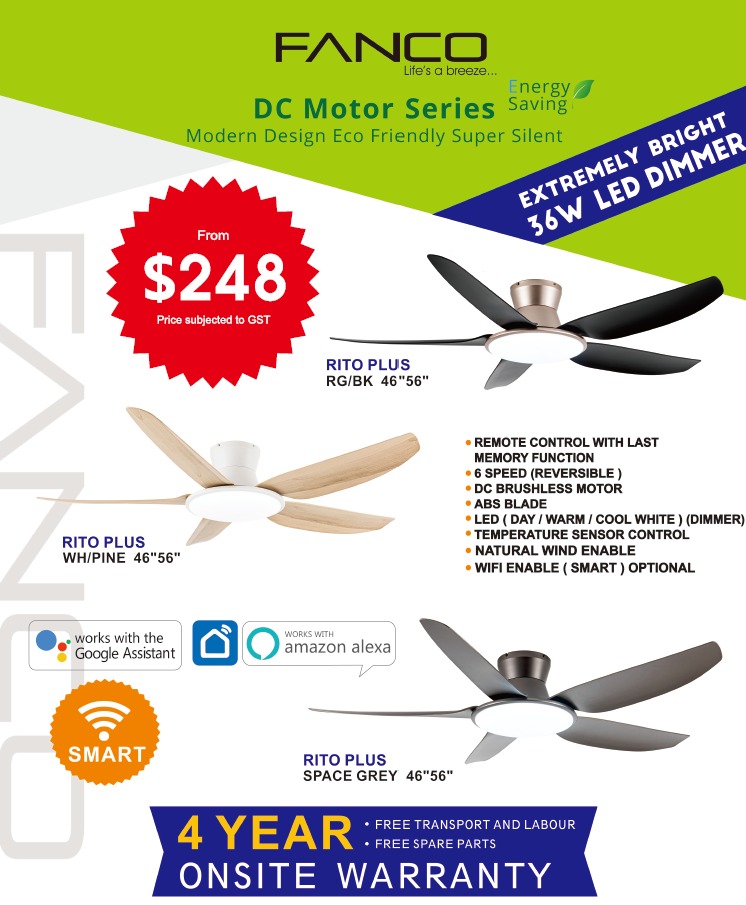 Climate / CDC voucher OK Rito Plus Fanco 5 blades DC Ceiling fan 36W ...