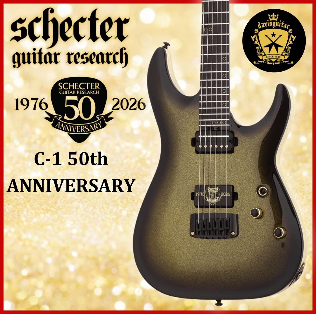 Schecter C-1 50th Anniversary 50th Gold Burst Electric Guitar, Hobbies ...