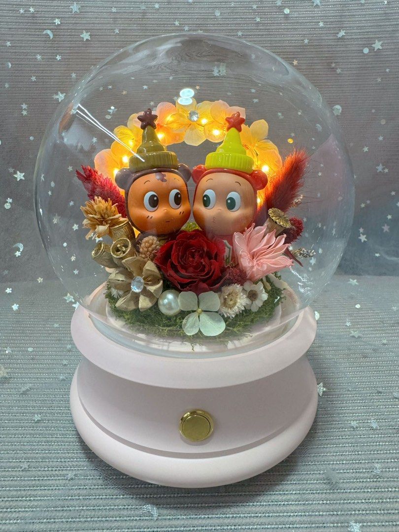 Twinkle twinkle couple (Chocolate & Tomato) preserved flower dome with ...
