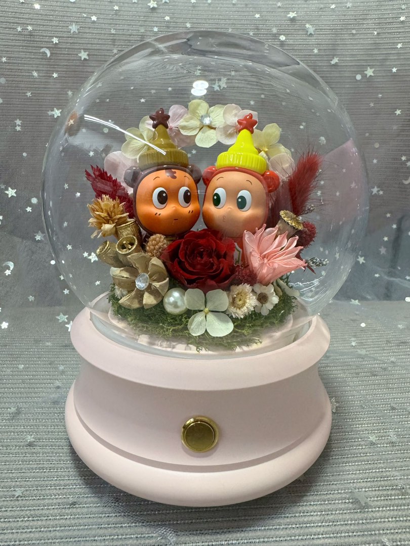 Twinkle twinkle couple (Chocolate & Tomato) preserved flower dome with ...