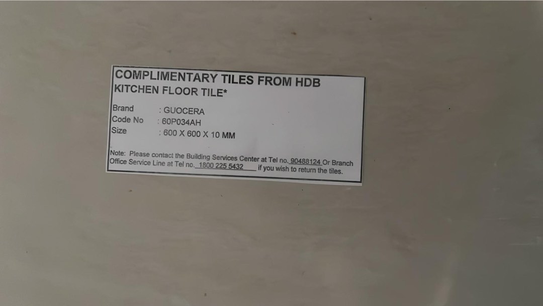 HDB BTO GUOCERA TILES - KITCHEN FLOOR TILES, Furniture & Home Living ...