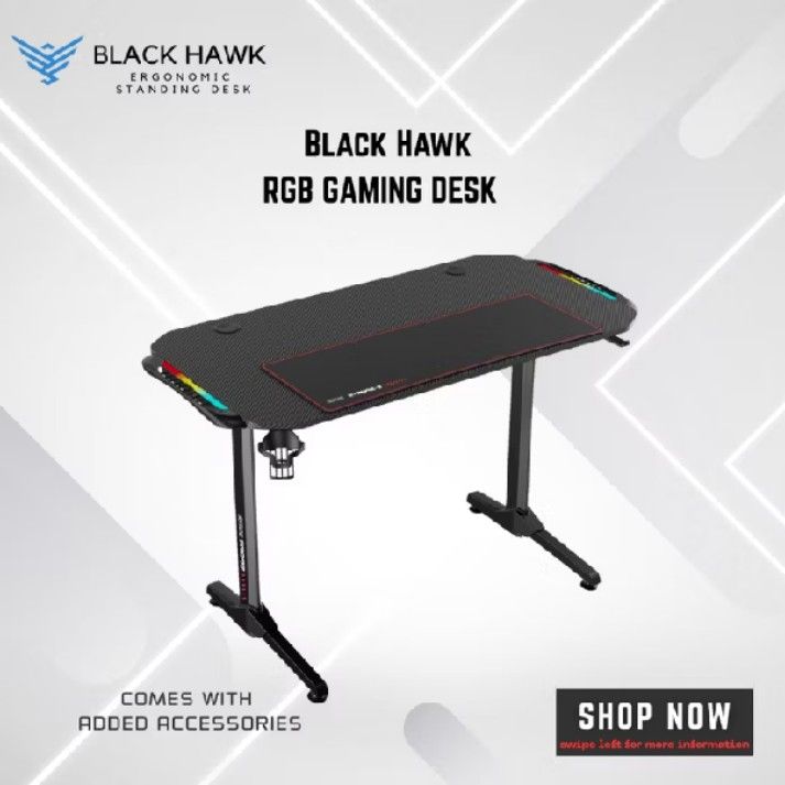 Black Hawk RGB Gaming Desk, Furniture & Home Living, Furniture, Tables ...