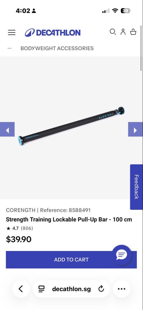 Decathlon Corength Pull-Up Bar - 100cm, Sports Equipment, Exercise ...