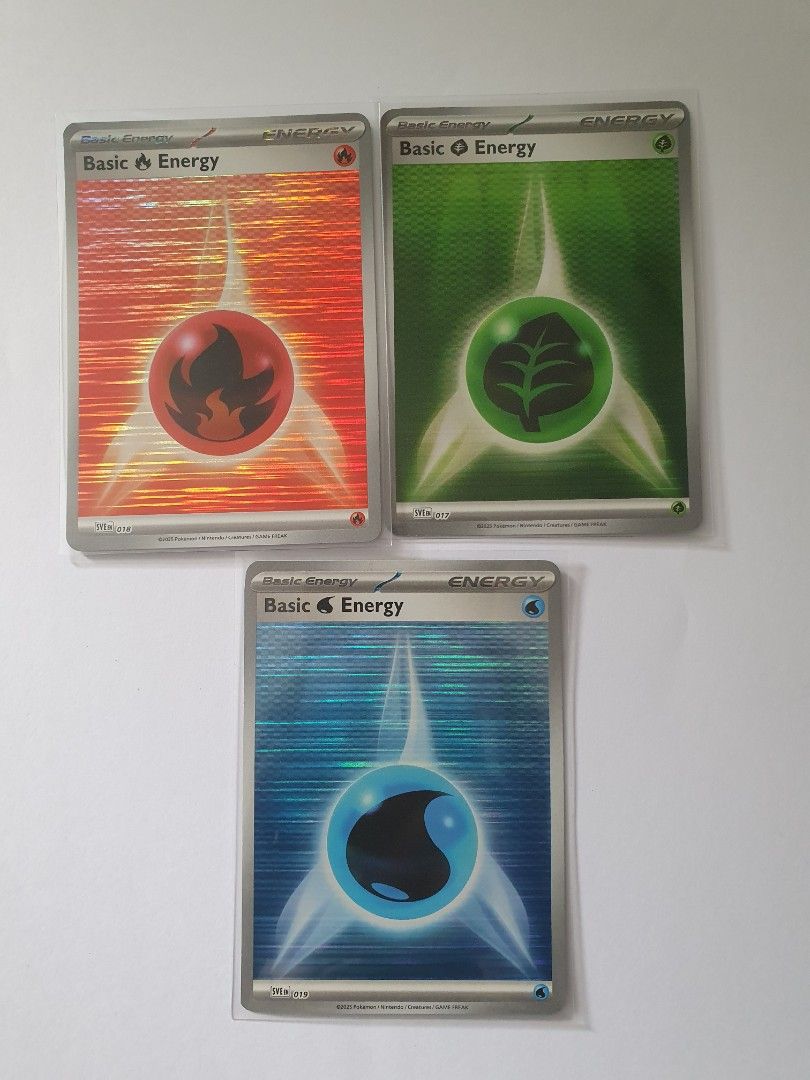 Pokemon Basic Energy Cards - Grass, Fire, Water, Hobbies & Toys, Toys ...