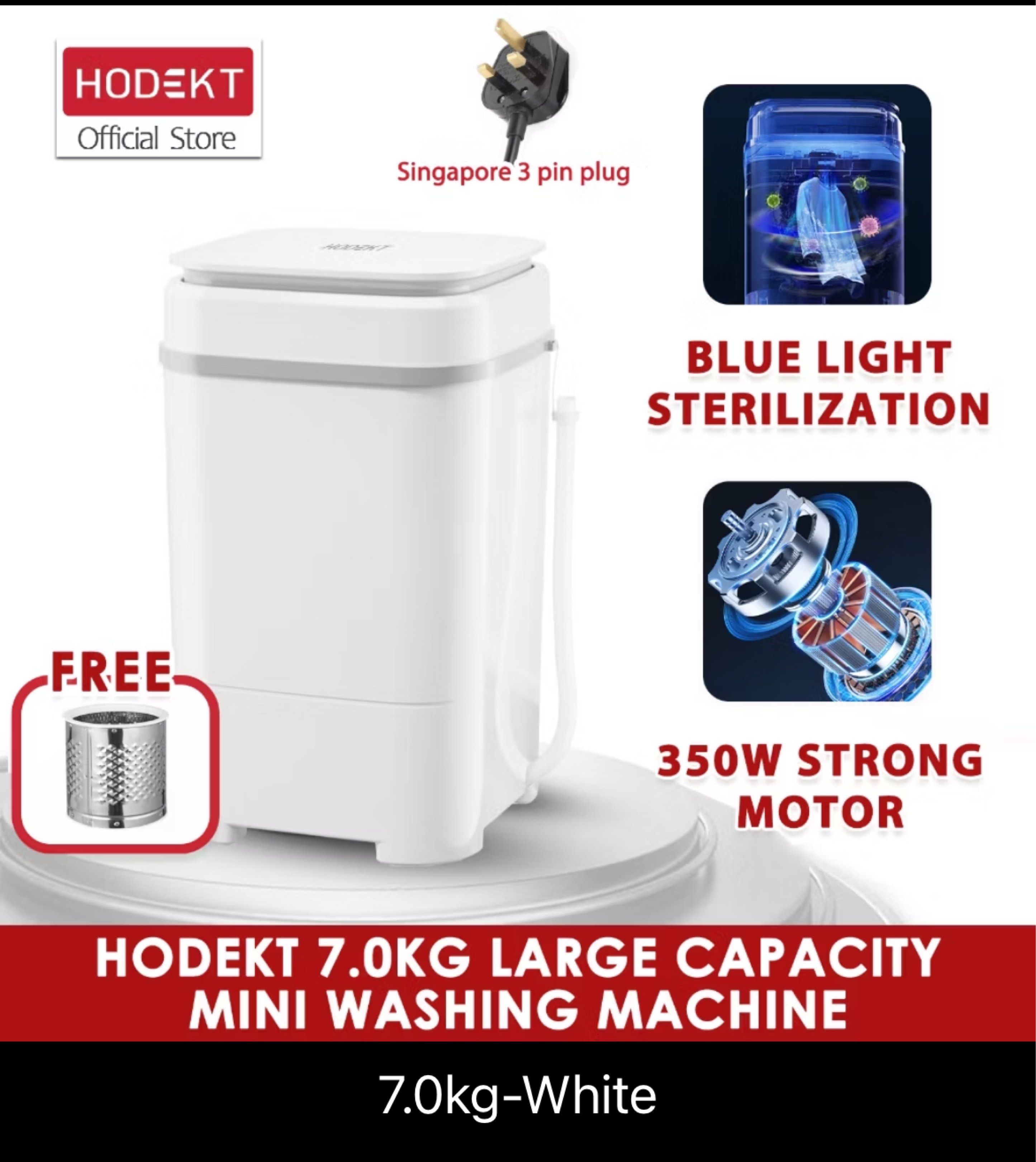 HODEKT 7.0KG Mini Washing Machine - White, TV & Home Appliances ...