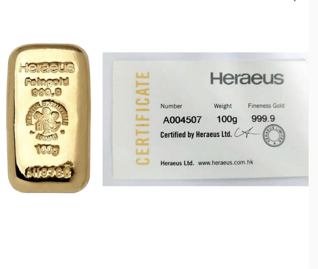 100g Argor-Heraeus Gold Cast Bar, Hobbies & Toys, Memorabilia ...