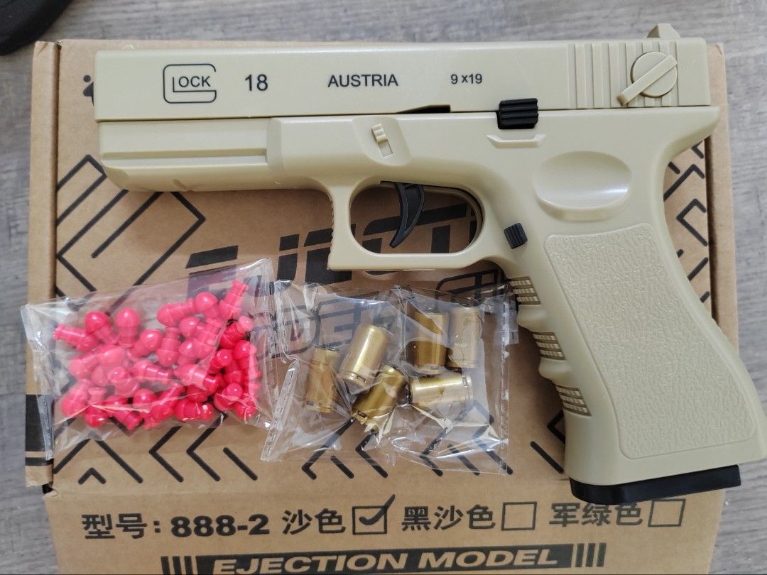 2026BestToy Toy Gun soft gel eject shell semi auto Glock 18, Desert ...