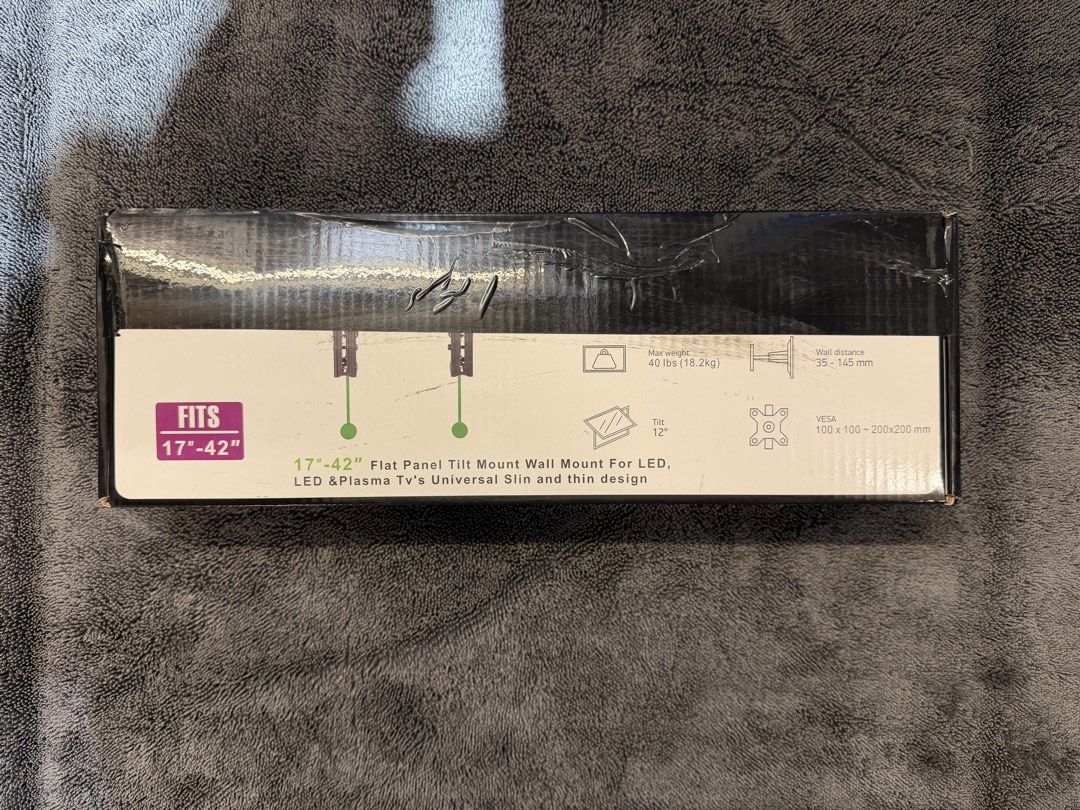 TV Monitor Flat Panel Tilt Wall Mount 17"-42" 屏幕 電視 掛牆架 LG Sony Samsung ...