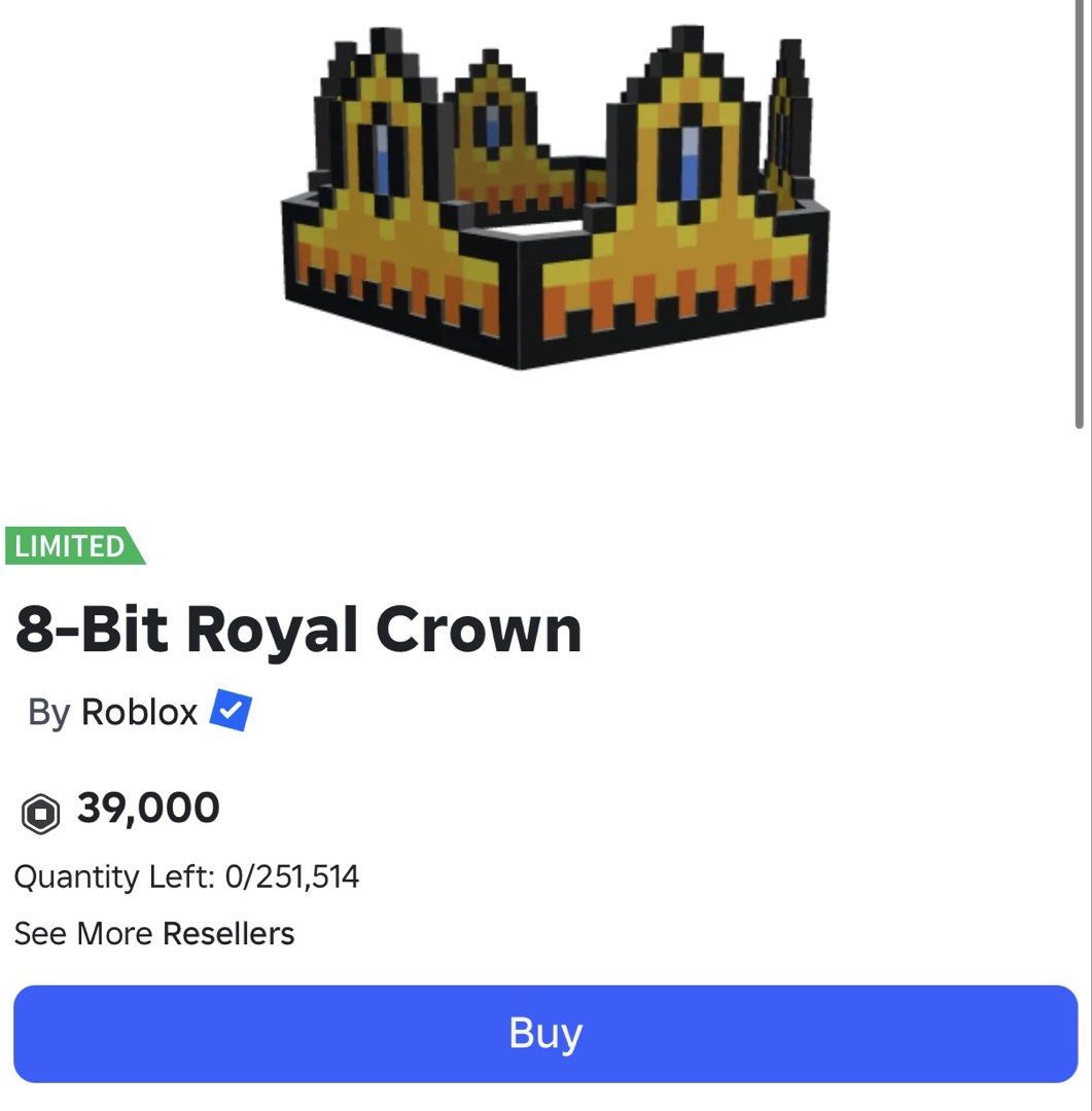 Roblox 8-Bit Royal Crown, Video Gaming, Gaming Accessories, In-Game ...
