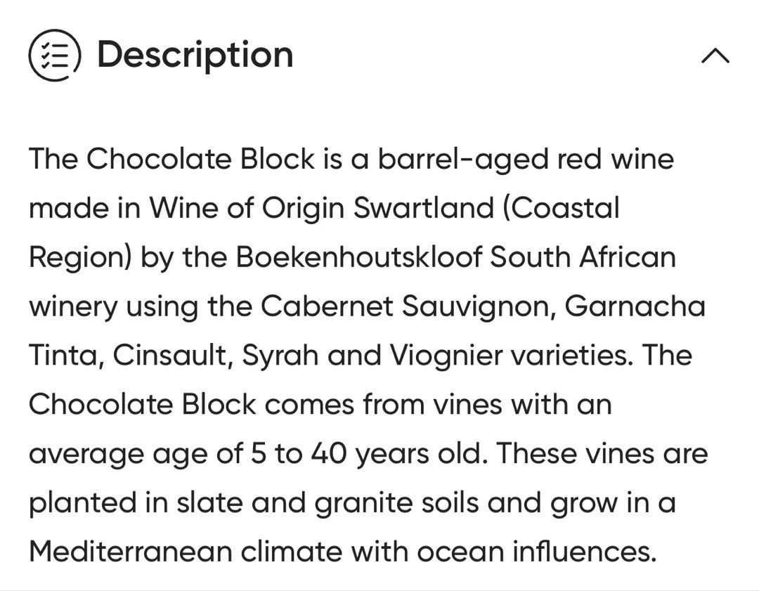 The Chocolate Block Red Wine, Food & Drinks, Alcoholic Beverages on ...