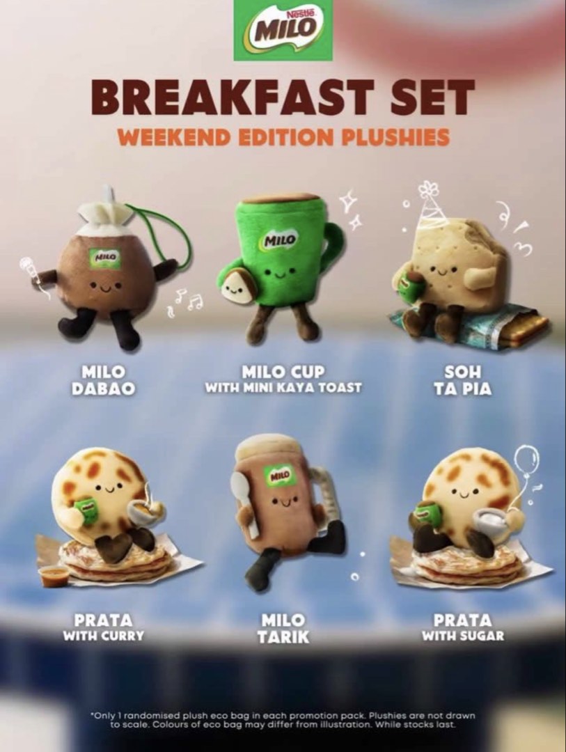 [FULL SET AVAILABLE] Nestle Milo Breakfast Set Weekend Edition Plushies ...