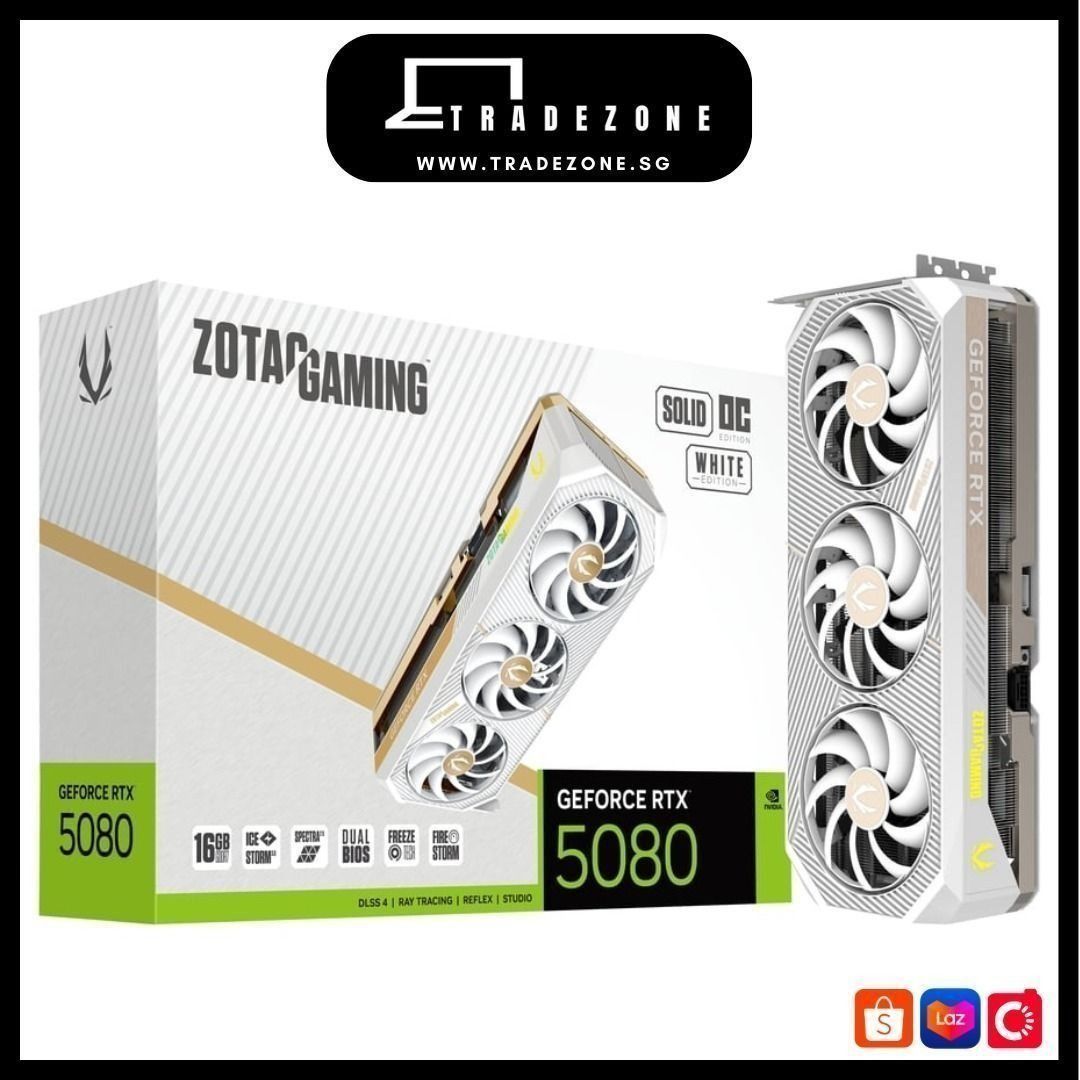 ZOTAC GAMING GeForce RTX 5080 SOLID OC Black / White Gaming Graphic ...