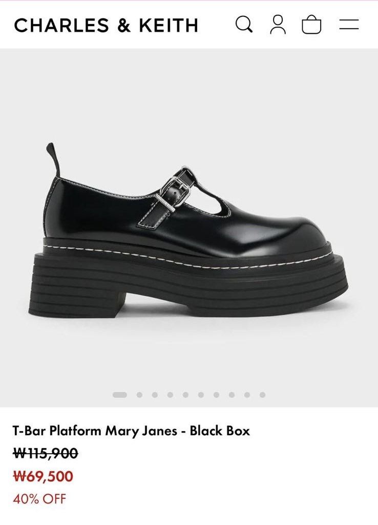 Charles & Keith T-Bar Platform Mary Janes - Black Box, Women's Fashion ...