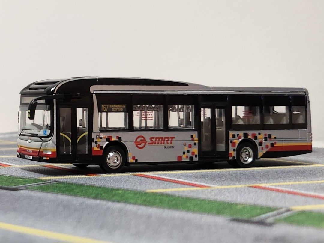 1:110 scale Singapore Man A22 SMRT Pixel livery bus model, service 167 ...