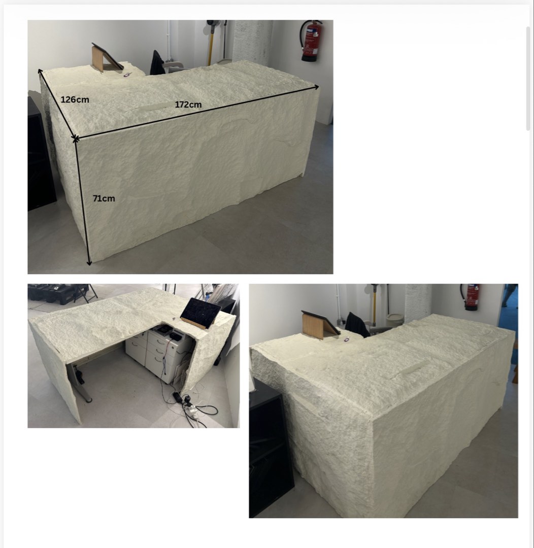 L-Shaped Stone-Effect Desk, Furniture & Home Living, Furniture, Tables ...