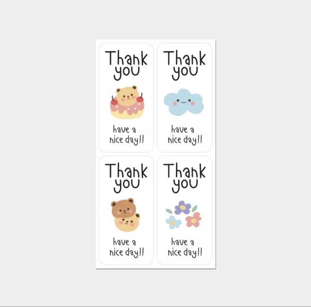 5 Sheets/Cute Thank You Stickers, Hobbies & Toys, Stationery & Craft ...