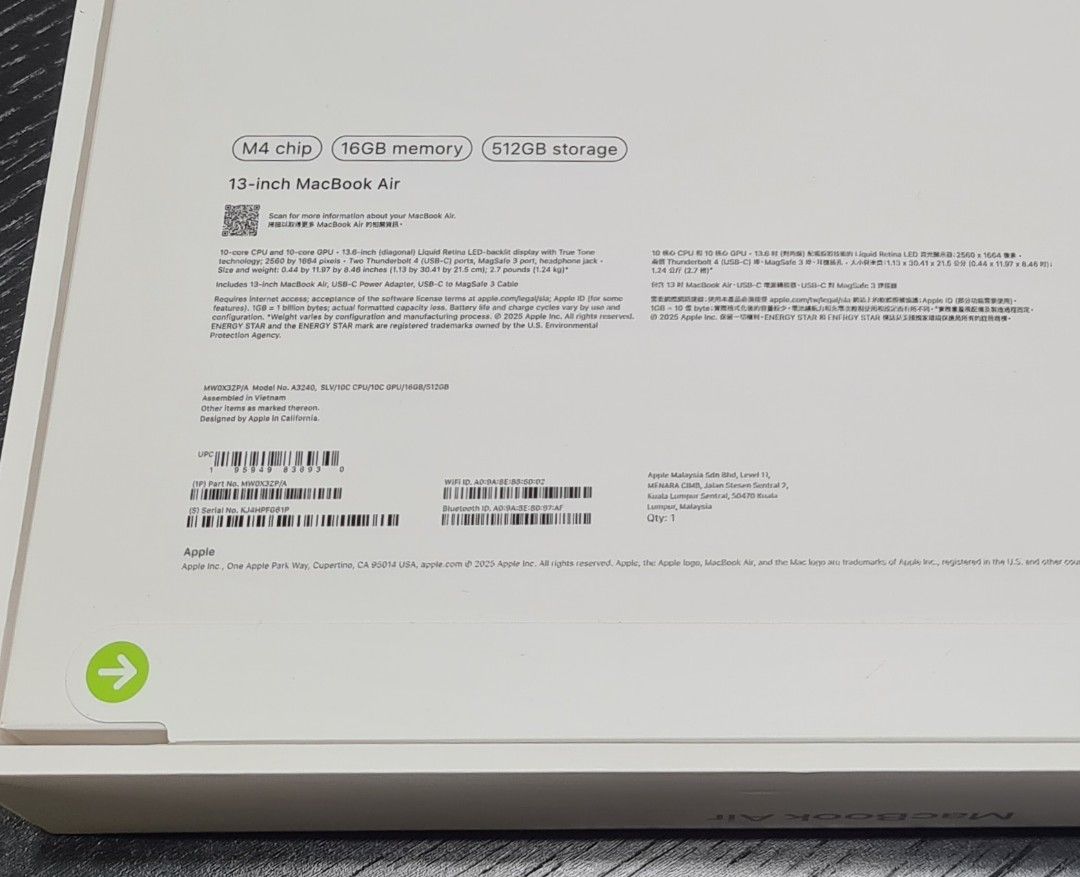 Apple MacBook Air 13-inch M4 Chip 16GB/512GB, Computers & Tech, Laptops ...