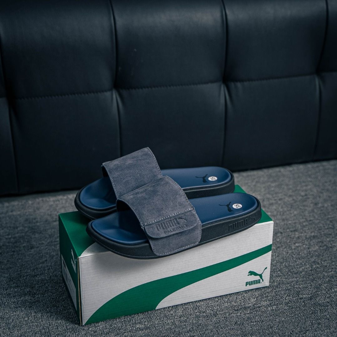 Puma Palermo Suede Slides - Dark Blue/Navy, Men's Fashion, Footwear ...