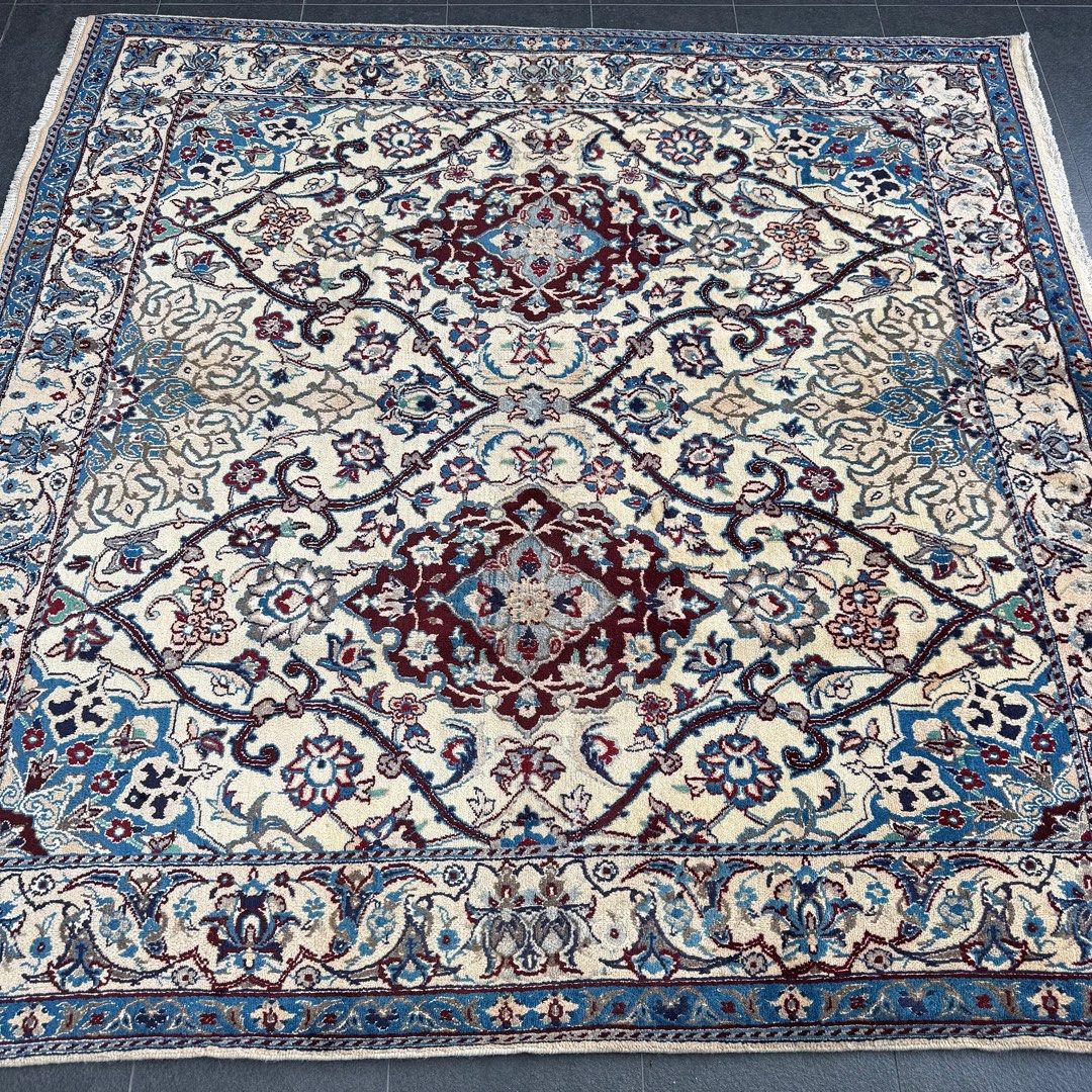 Rare Square Persian Nain Handmade carpet rug, Furniture & Home Living ...