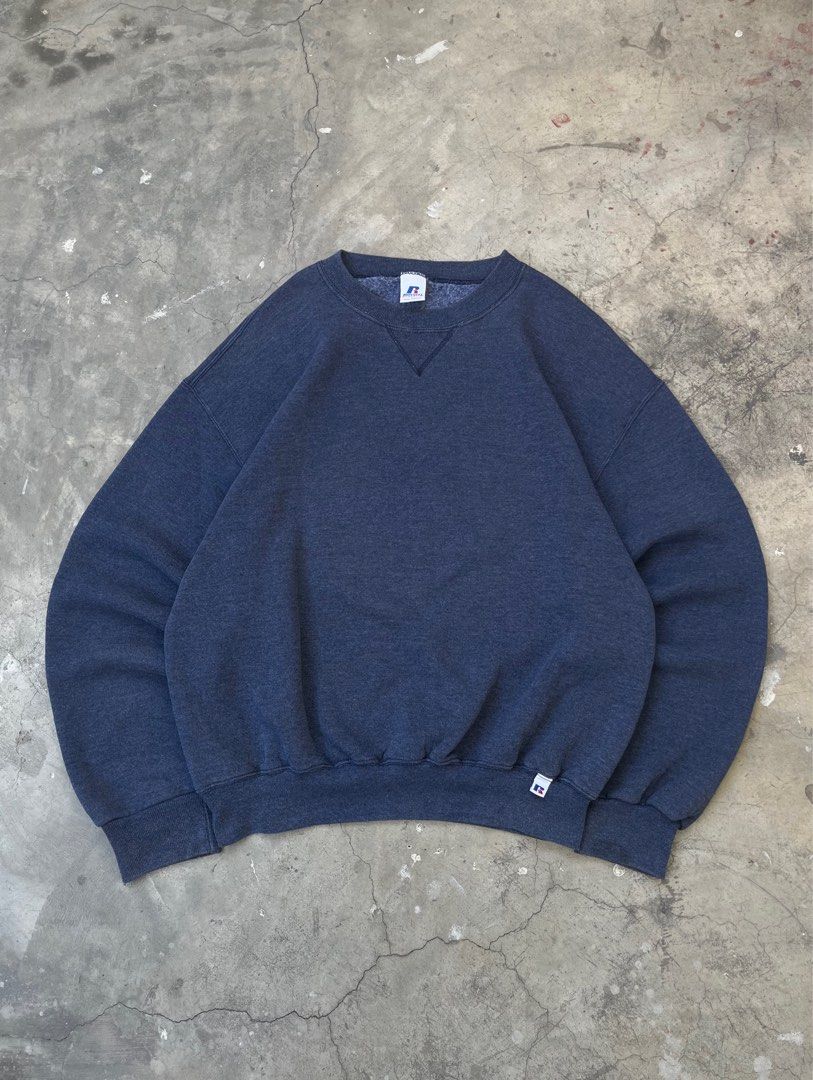 Vintage Acid Blue Russell Athletic Boxy Crewneck, Men's Fashion, Coats ...