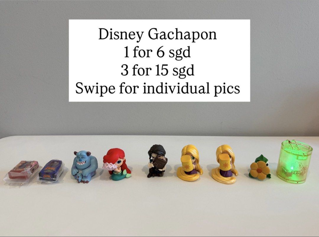 Disney Gachapon Gashapon Figurines - Ariel, Tangled Rapunzel, Sully ...