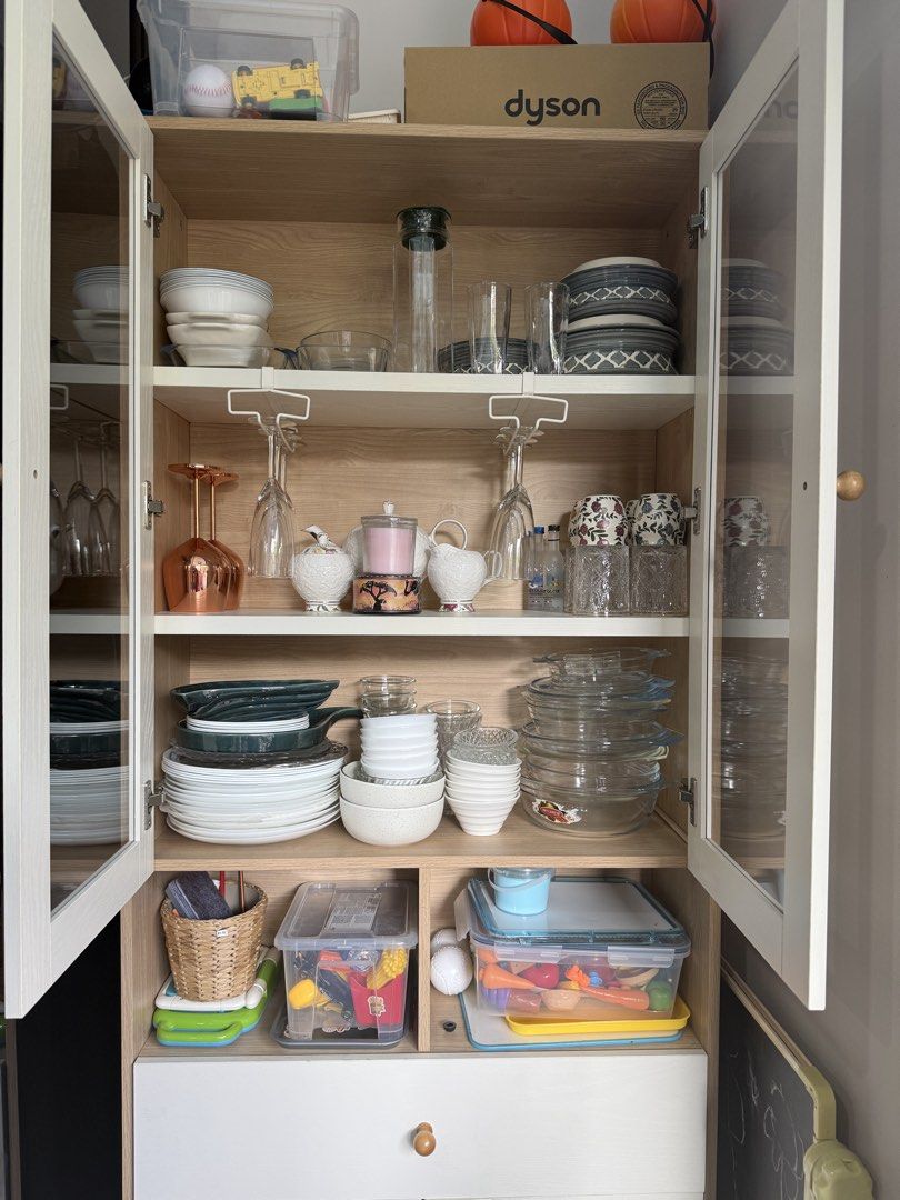 Wooden Display Cabinet with Glass Doors, Furniture & Home Living ...