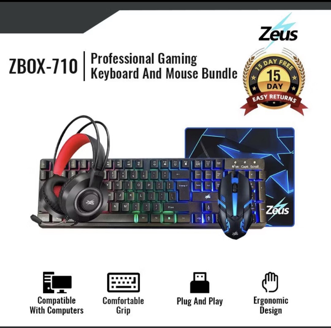 Zeus ZBOX-710 Professional Gaming Keyboard and Mouse Bundle, Computers ...