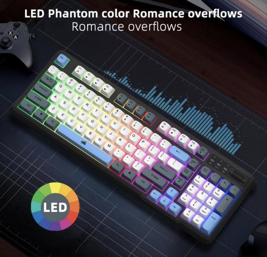 ZEUS ZK-011 98 KEYS RGB LED GAMING WIRED KEYBOARD (with volume roller ...