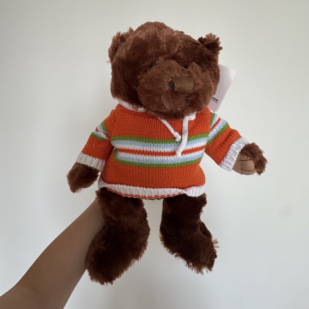 Brown Teddy Bear Soft Toy with Orange Knit Sweater from Bears for Good ...