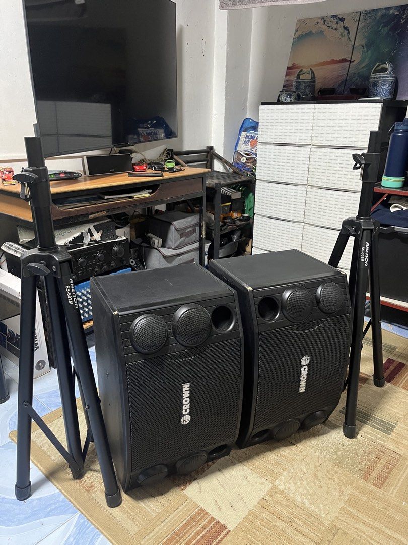 CROWN BF 1268 Karaoke Speaker 700watts w Akenson STAND, Audio ...